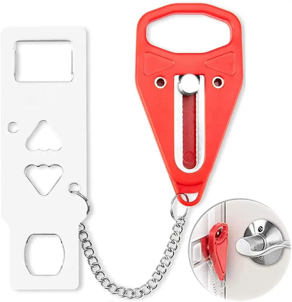 Portable Door Lock Double Hole Security Door Locker Safety Latch Metal ...
