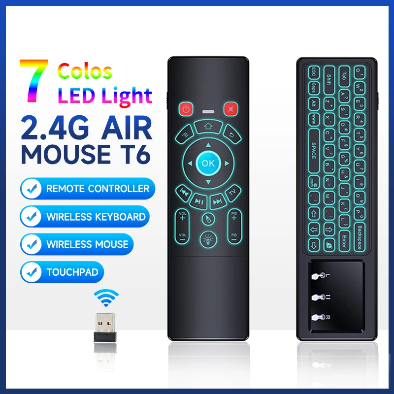 2.4G T6 Wireless Air Mouse Remote Controller Mini Keyboard With ...