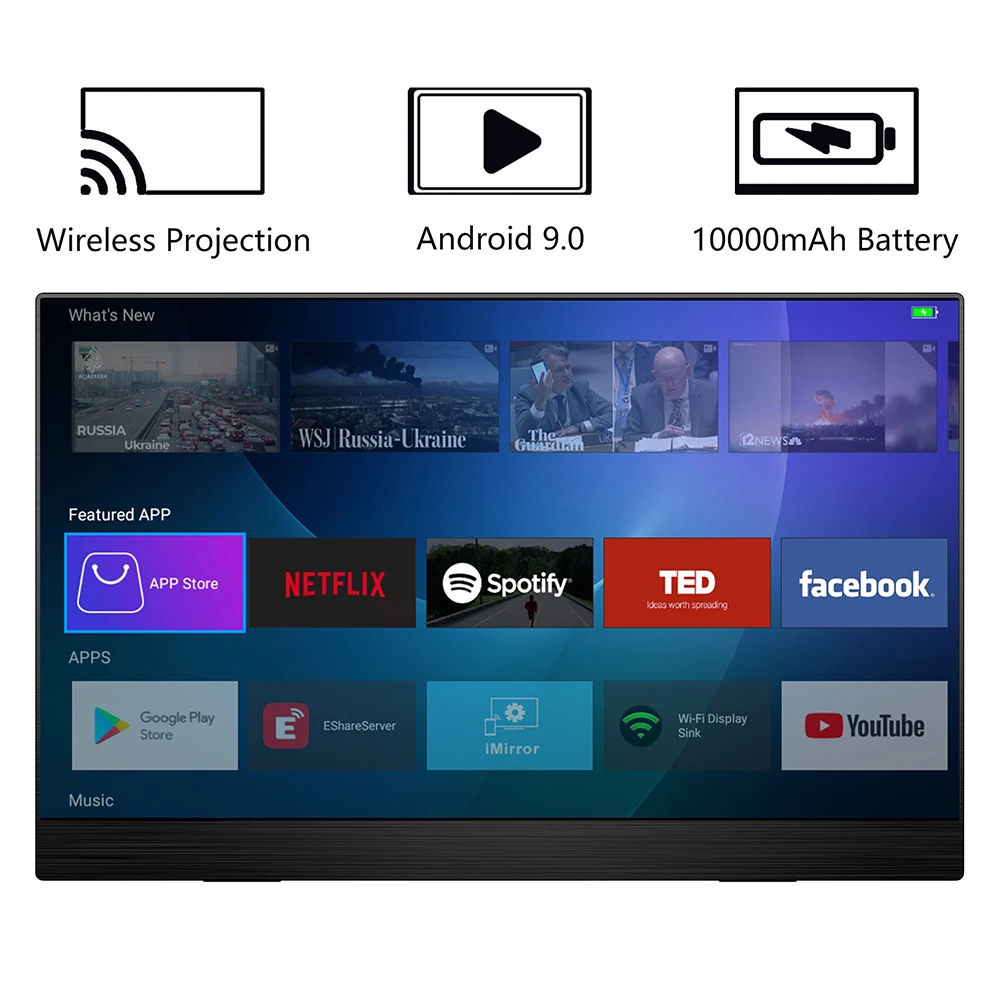 15.6 Fhd Ips Battery Touch Wireless Android Smart Portable Monitor App ...