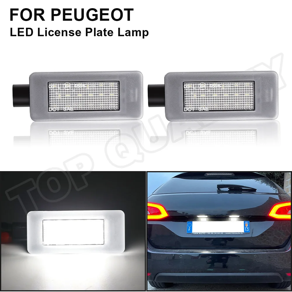 Error Free LED Rear Number License Plate Light Lamps For Peugeot 308 II ...
