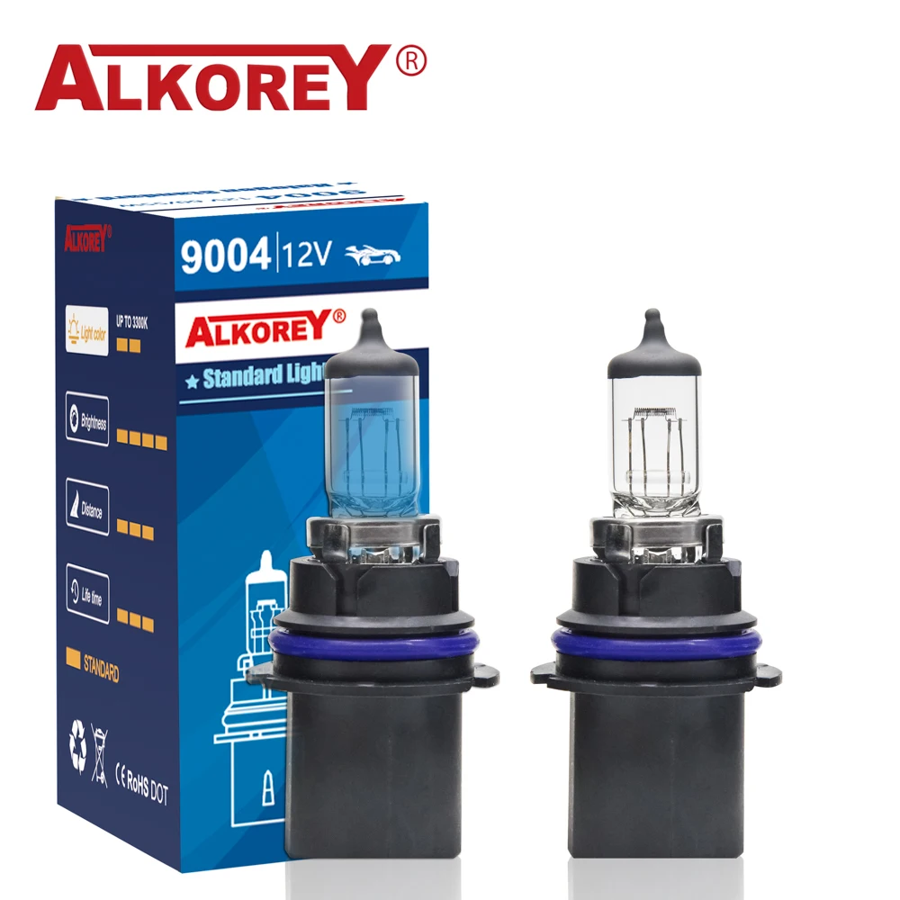 Alkorey 2PCS 9004 HB1 12V 60/55W Auto Bulbs Headlight Hi/Lo Beam Car Lights Halogen Lamps ...