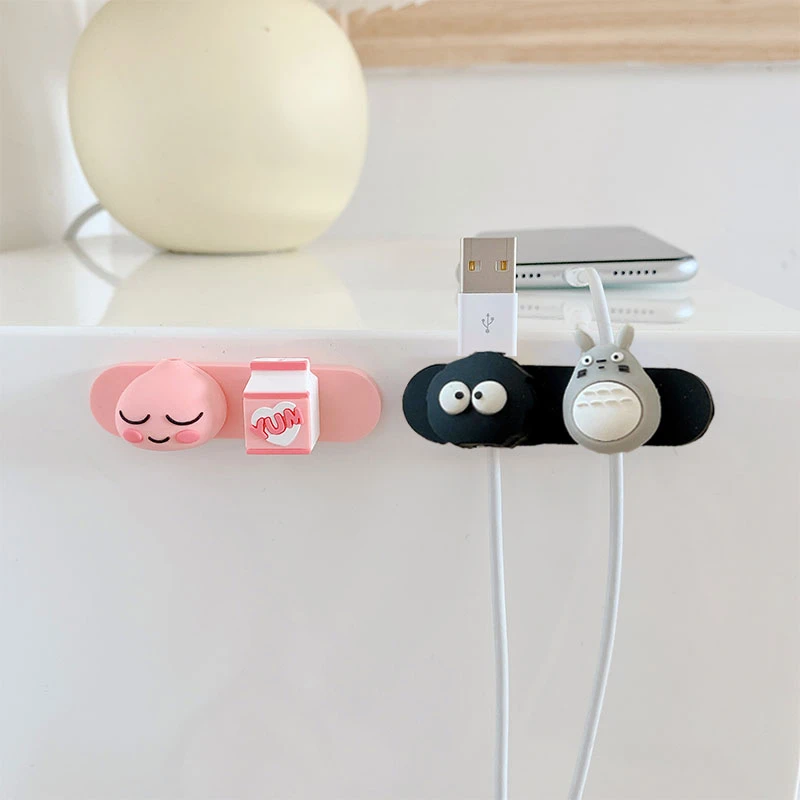 Universal Cartoon Magnetic Desk USB Cable Organizer Clip Wire Earphone ...