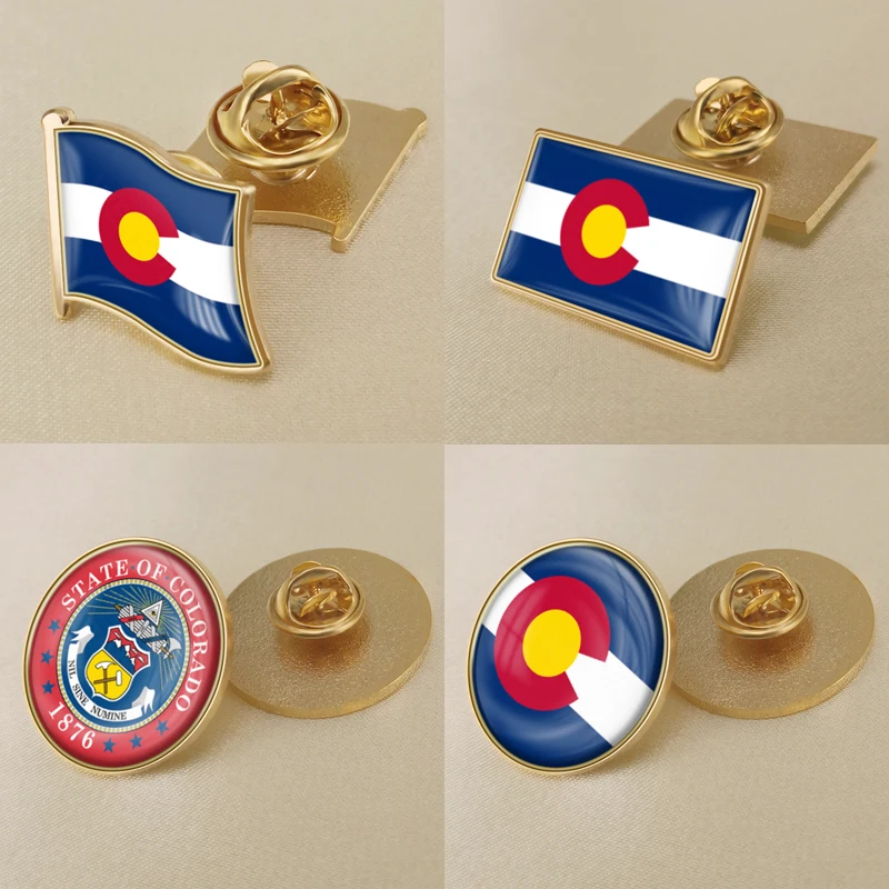 Seal of Colorado State of United States America Map Flag Lapel Pins ...
