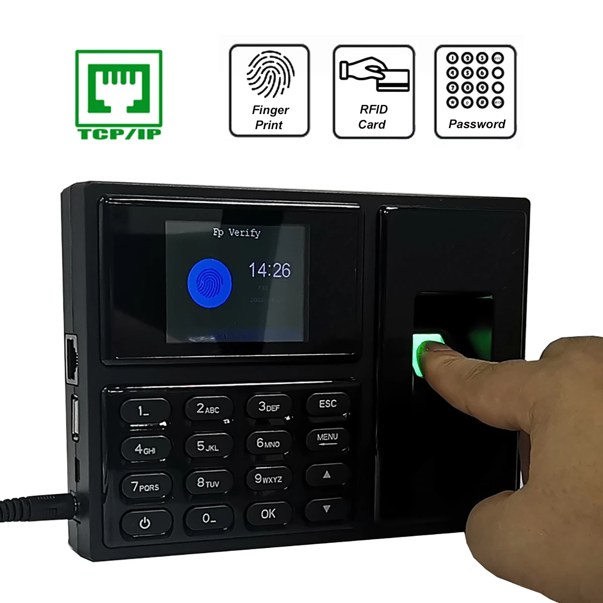 A4 Tcp/ip Biometric Fingerprint Time Clock Recorder Attendance Employee ...
