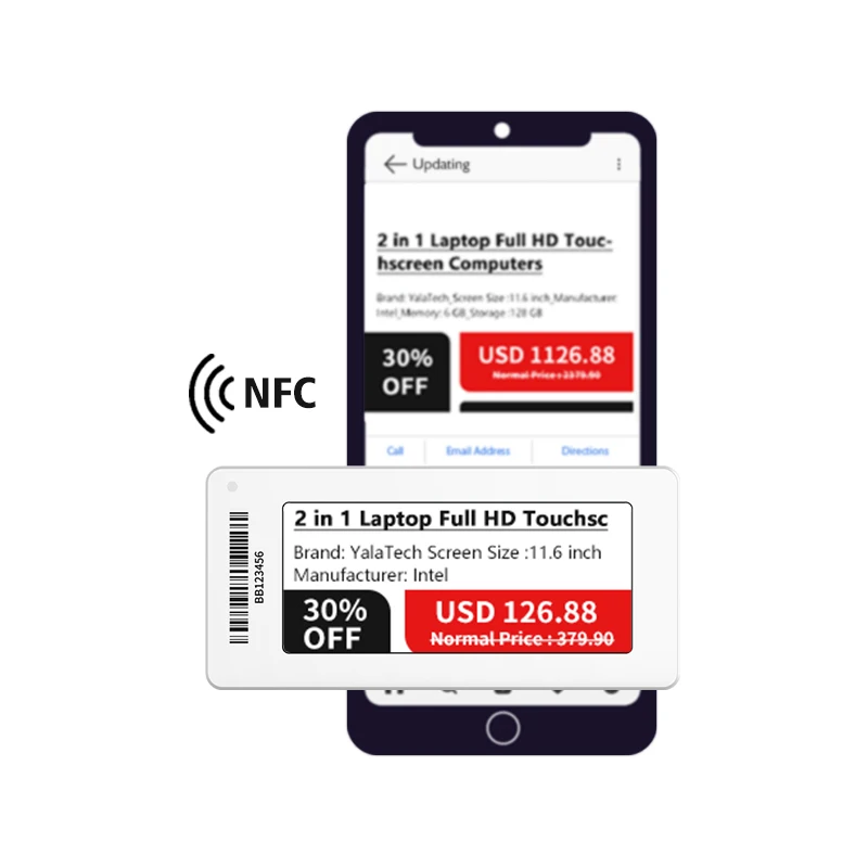 10PCS-2-66-Inch-NFC-Price-Tag-Price-Display-Shelf-Label-Wireless ...