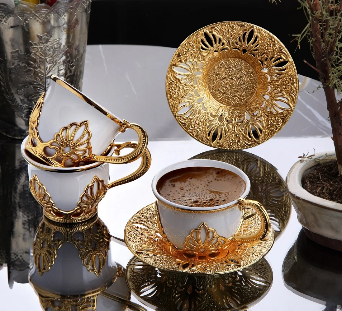 Juego de café turco, Color blanco dorado| | - AliExpress
