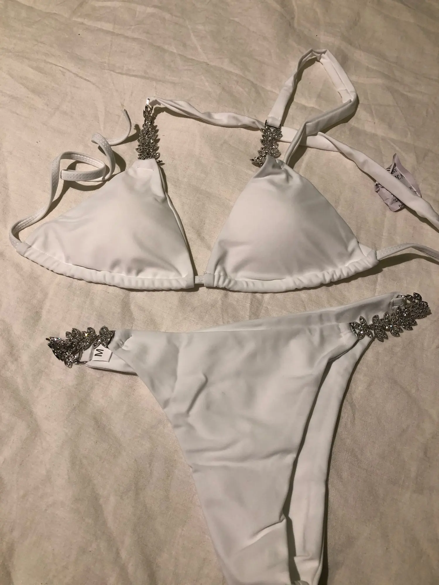 Diamond bikini white rhinestone bikini Braizilian swimwear female ...