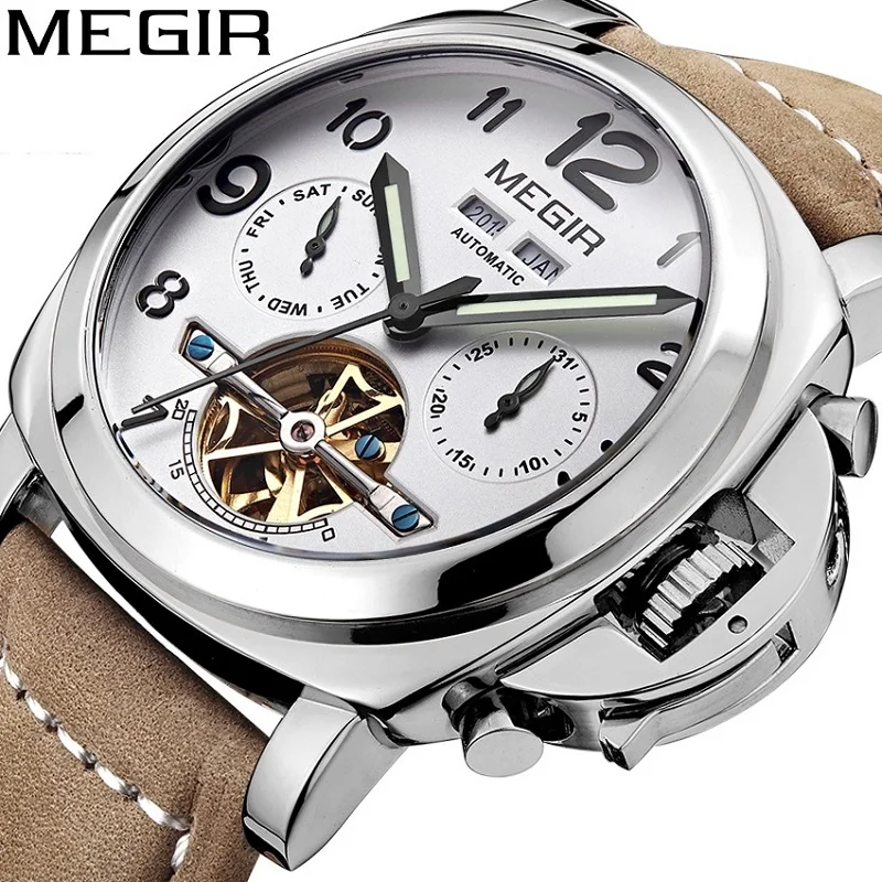 MEGIR-Original-Men-Skeleton-Automatic-Wristwatch-Sport-Chronograph-Date ...