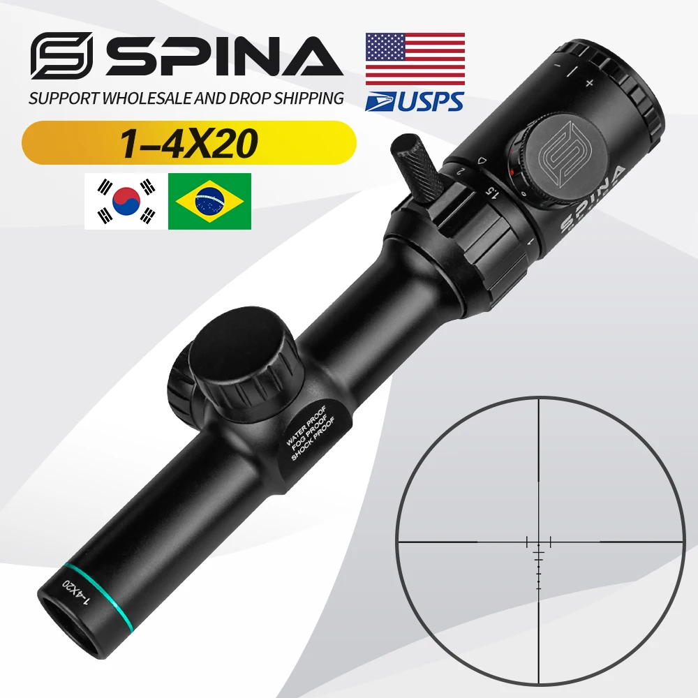 Spina Optics 1-4x20 Tactical Hunting Rifle Scope Riflescope Optical Sight Illuminated Reticle ...