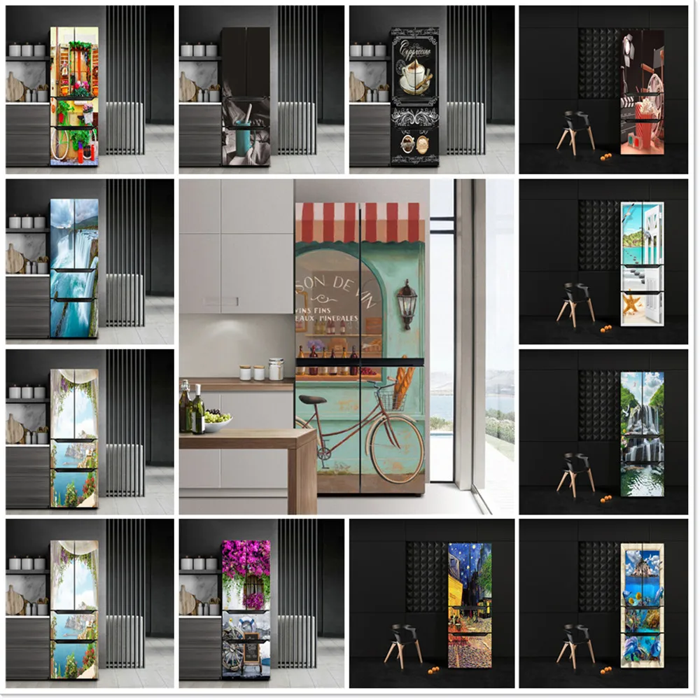 Shop-Poster-Refrigerator-Sticker-Door-Wrap-Vinyl-Self-Adhesive-Covering ...