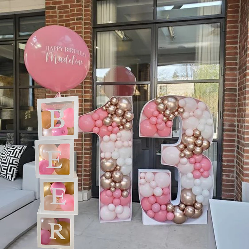 100cm Number Balloons Filling Box Stand 30cm Alphabet Name Box Kids ...