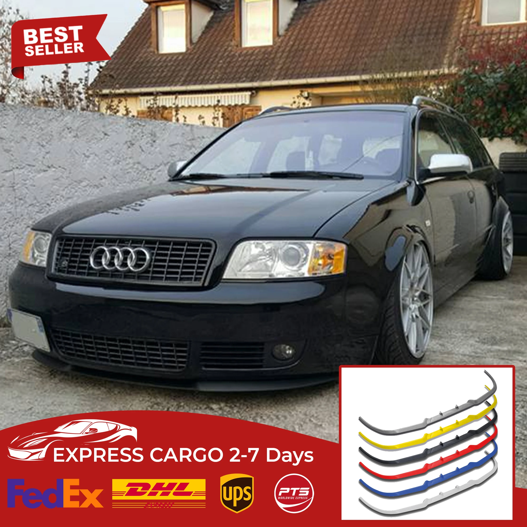 For Audi A6 / S6 / Rs6 C5 Cupra R Front Spoiler Bumper Lip Euro Spoiler Lip Universal 3 Pcs Body ...