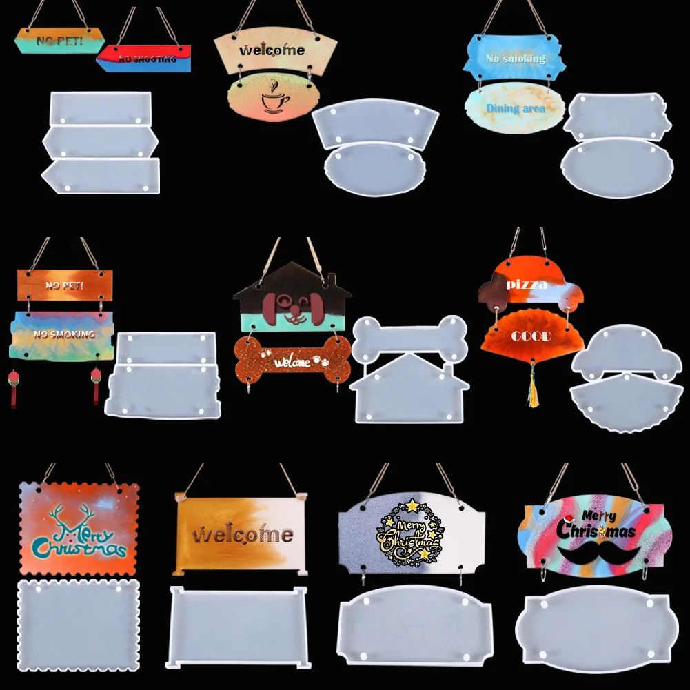 1PC-Double-Clear-Silicone-Indicator-Signs-Dog-Welcomes-Card-Epoxy-Resin ...