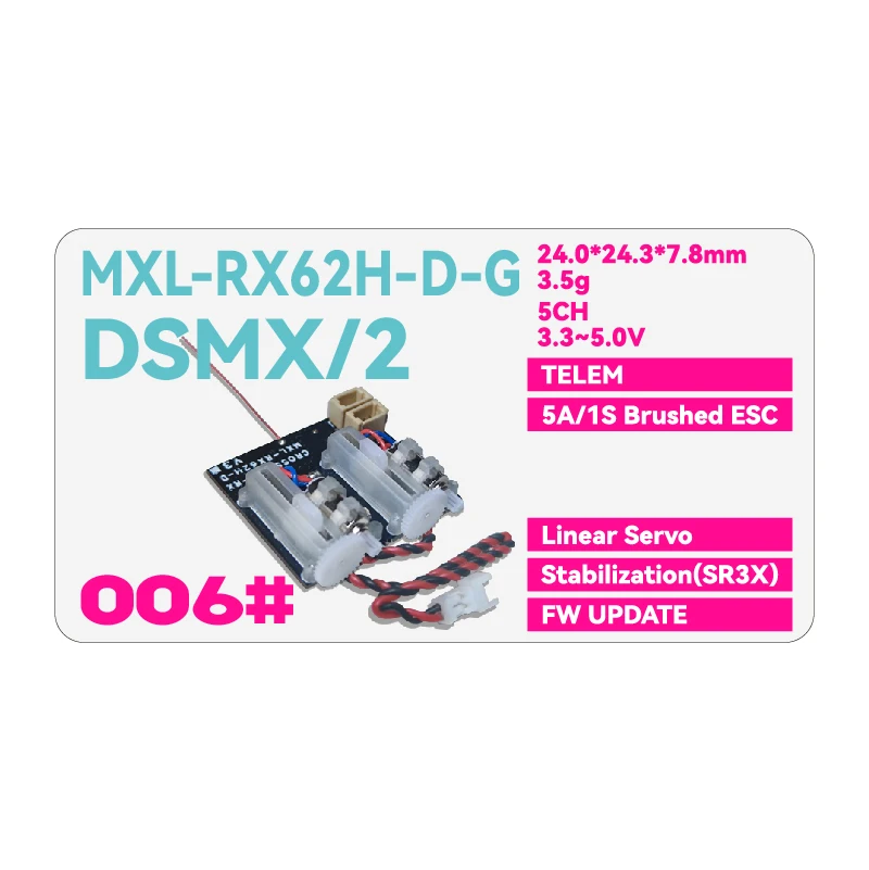 MXL-RX62H-D/D+/D-G DSMX/DSM2 Receivers/Linear Servos/Built-in Brushed ...