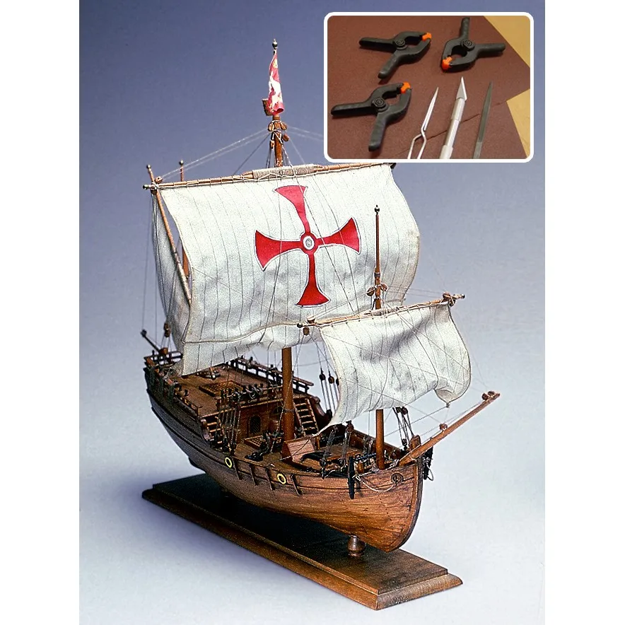 선박의 결합 모델 Amati Pinta (plus tools), scale 1:65, wood, Italy, Amati ...