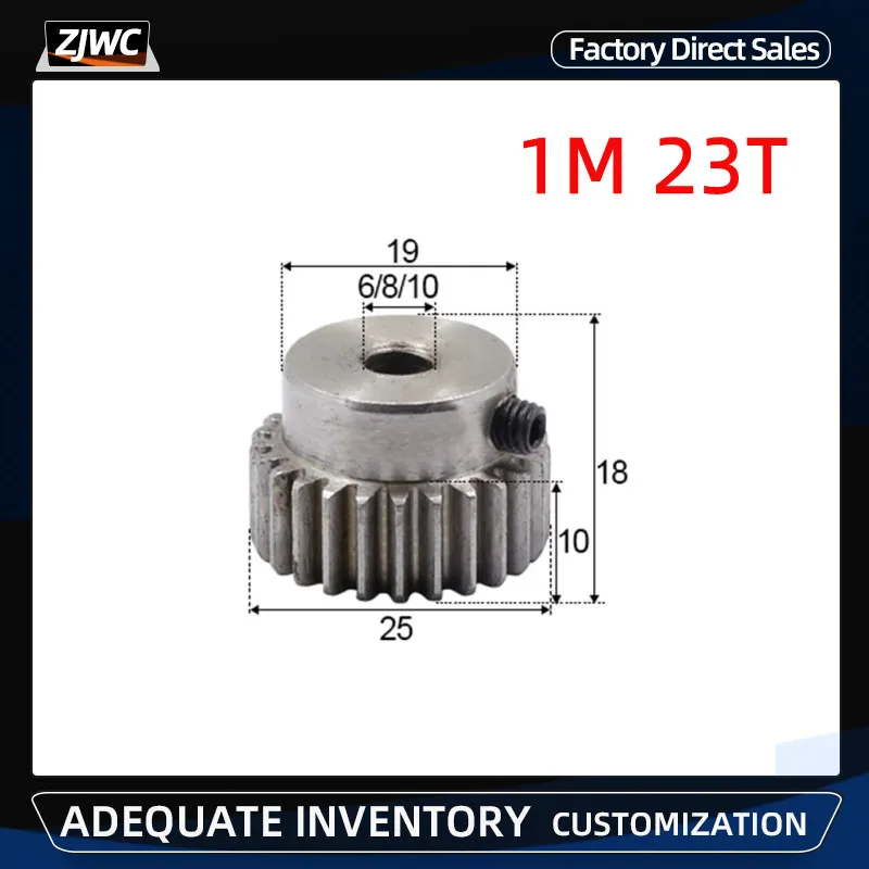 1pc Spur Gear 1m 23teeth Motor Gear 1 Mod Rack 45# Steel Pitch Gearbox ...
