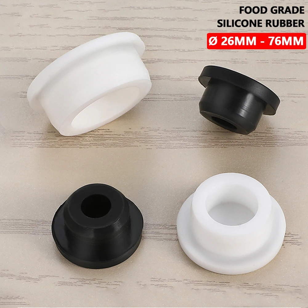 26mm-76mm Black White Food Grade Silicone Rubber Plug with Hole T ...