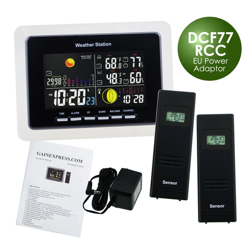 DCF77 RCC Receiver Wireless Weather Station 5 State Forecast Indoor ...