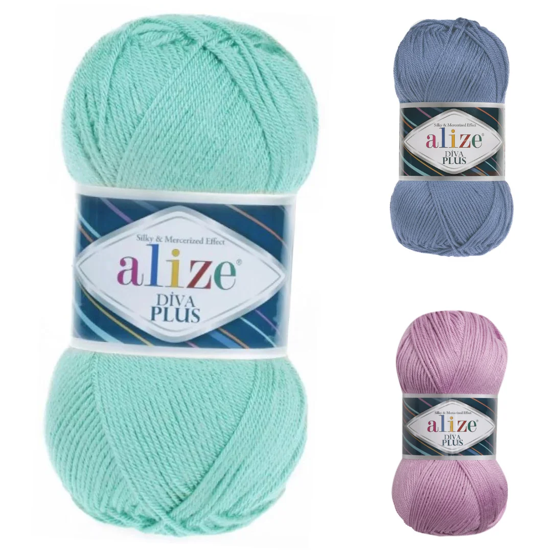 Alize Diva Plus Hilo de 100g con efecto sedoso para tejer a mano, hilo de ganchillo para ...