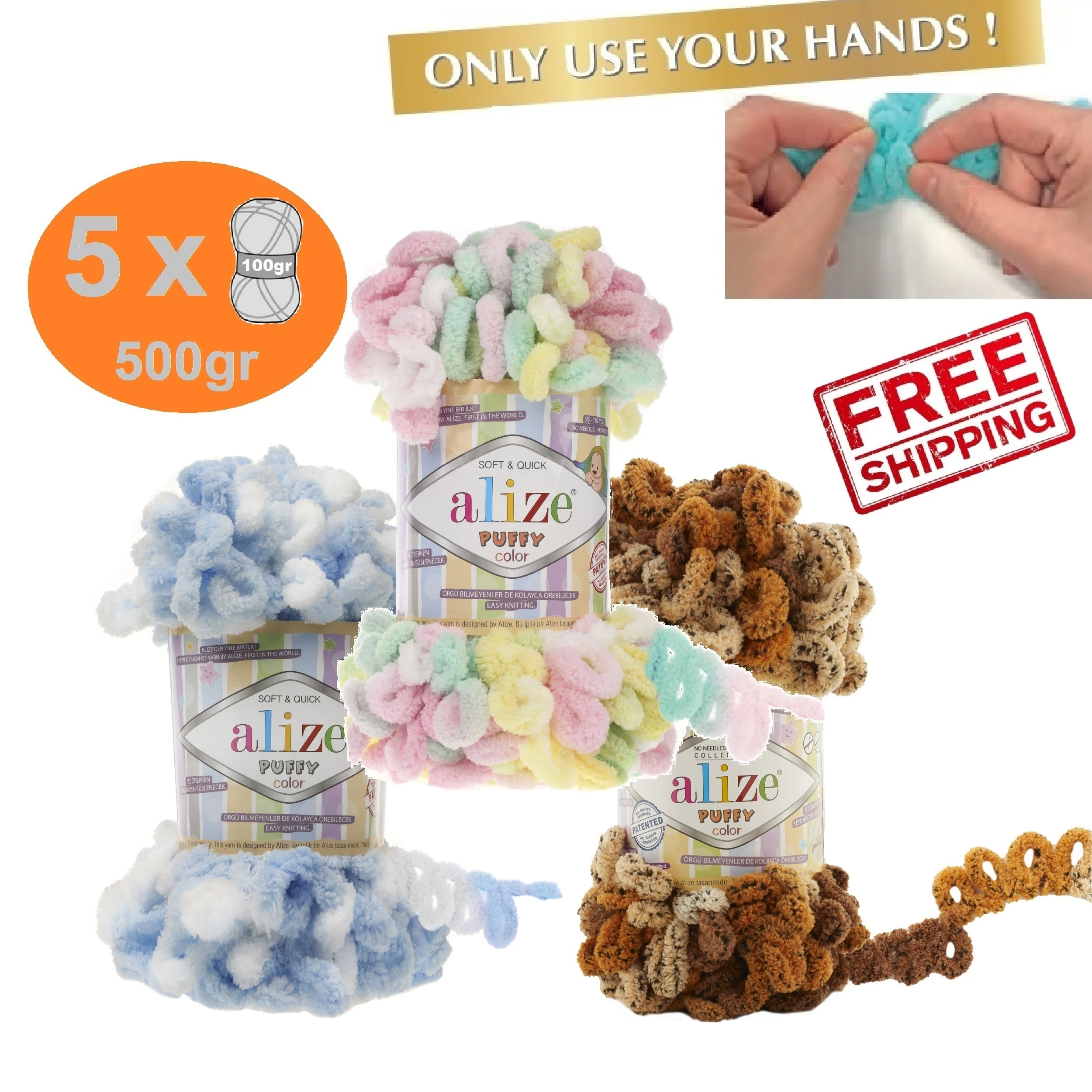 Fingers Knitting Threads | Alize Knitting Threads | Alize Puffy Yarn ...