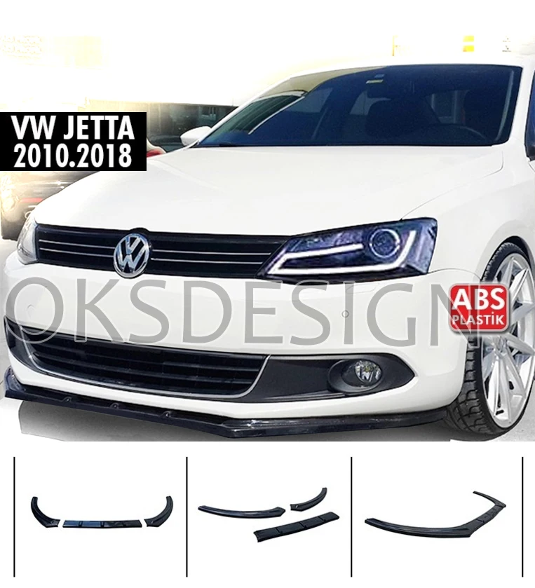 ForVolkswagen-VW-Jetta-MK6-2010-2018-Car-Front-Bumper-Lip-3-Piece-Black ...