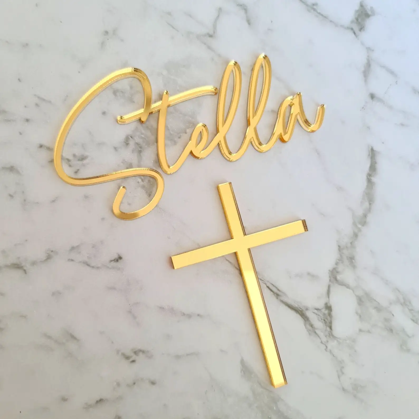 CUSTOM Name Cake Topper plaque - Christening, Communion Cake Decoration ...