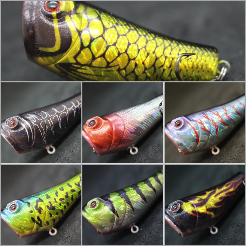 wLure 5.1cm 7.8g Small Size Popper with Red Mouth Twitch Lure #8 Hooks ...