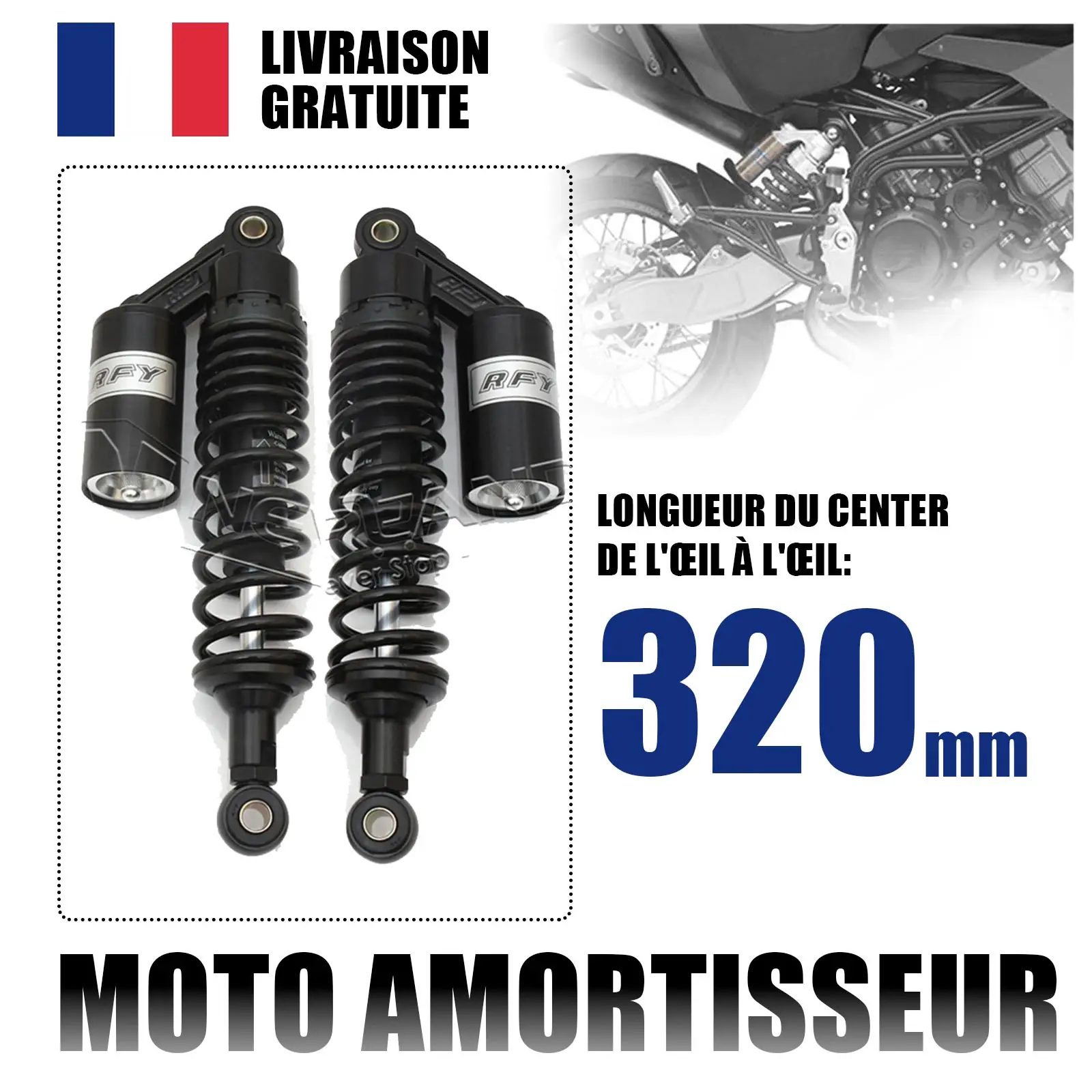 320mm Black Motorcycle Shock Absorber Air Protection Falling Motor Dirt ...