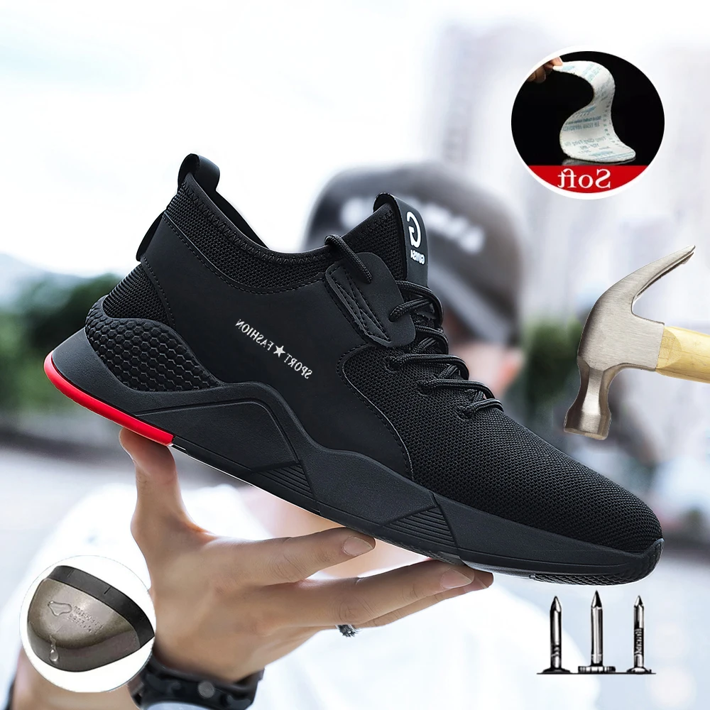 2021 New Work Shoes Men's Light Sneakers Safety Comfortable Large Size ...