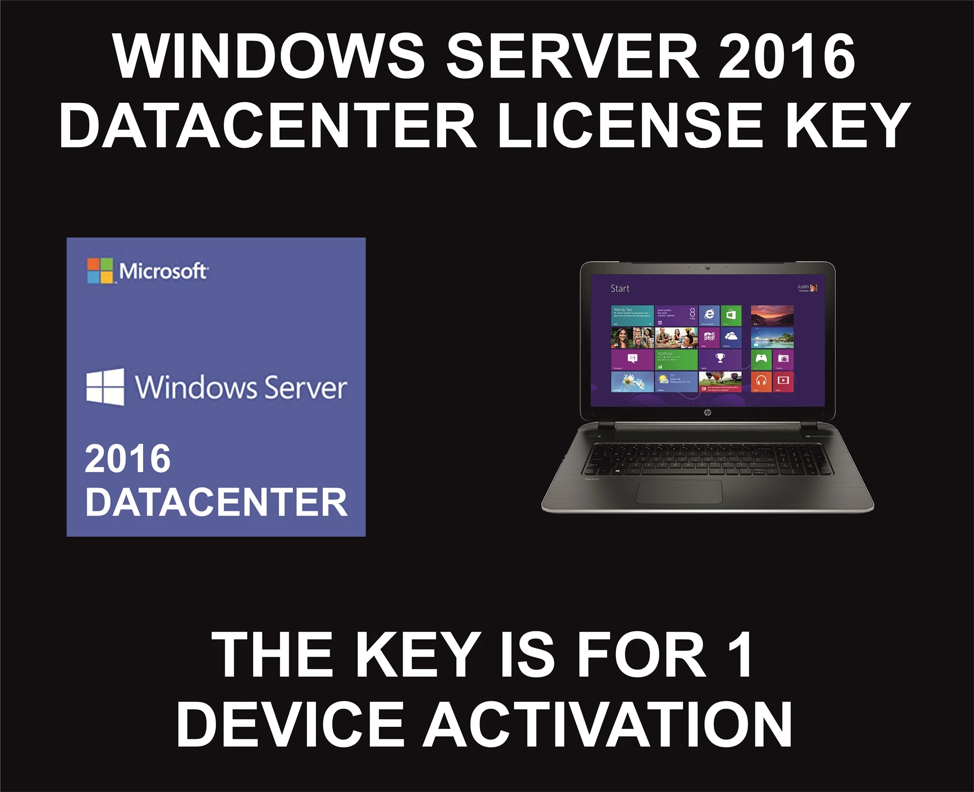 Windows Server 2016 Datacenter, License Key, Genuine, 1 Device, 1 Time ...
