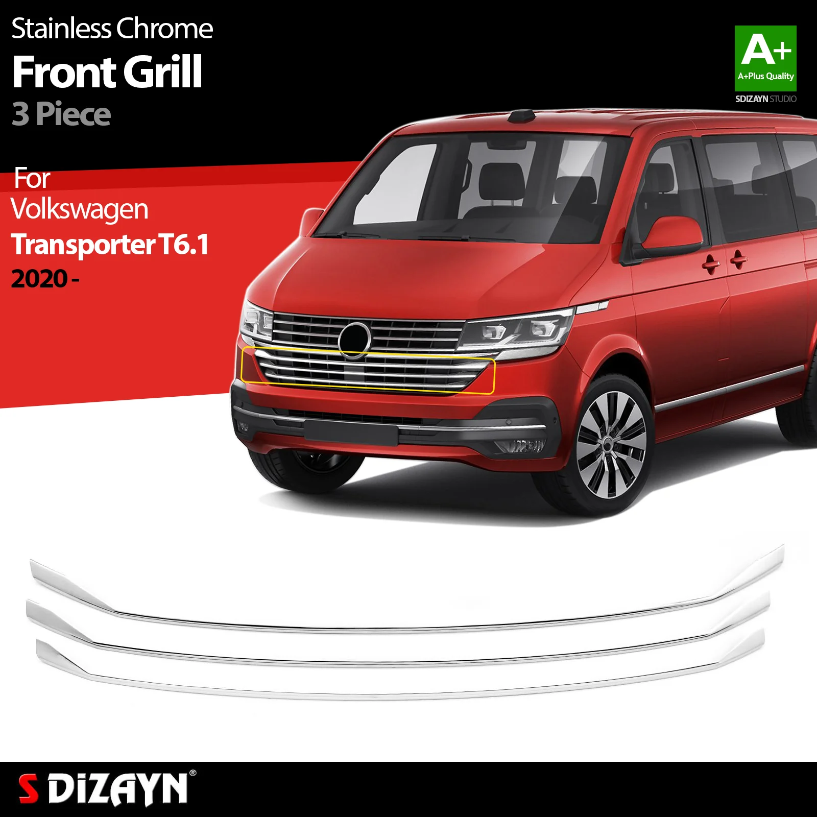 S-Dizayn-For-Volkswagen-Transporter-T6-Facelift-Chrome-Front-Grill ...
