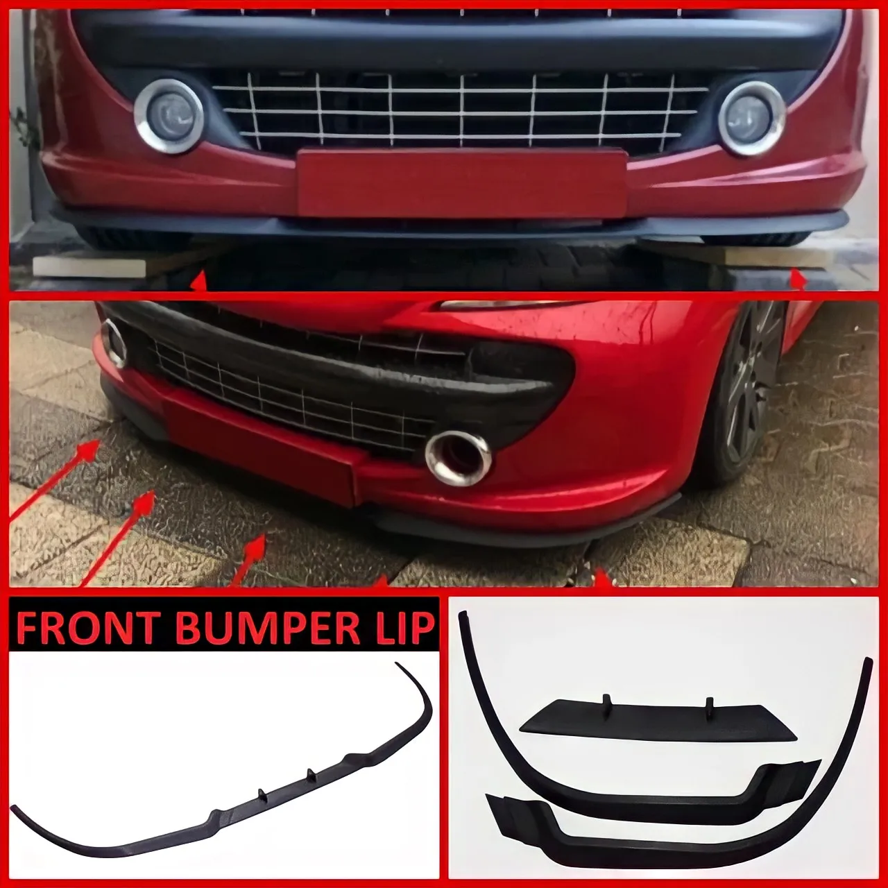 CUPRA-R-Front-Bumper-Lip-Spoiler-For-PEUGEOT-207-Car-Accessories ...