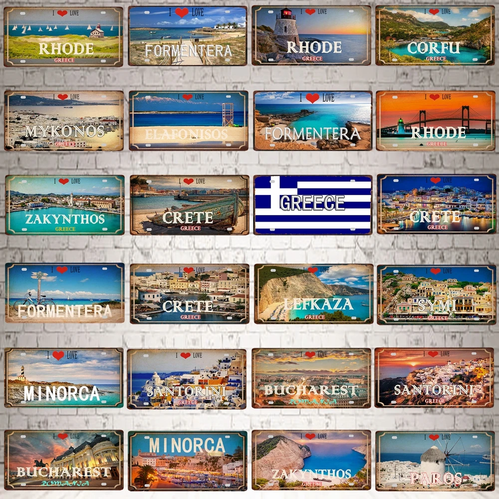30x15cm Crete Zakynthos Santorini Greek Island Beach Metal Tin Sign ...
