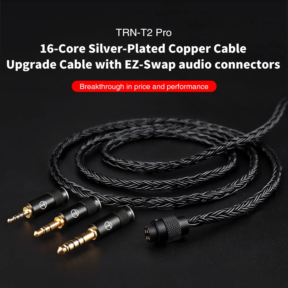 TRN Cable de Audio de cobre Chapado en plata T2 Pro, conectores ez swap ...
