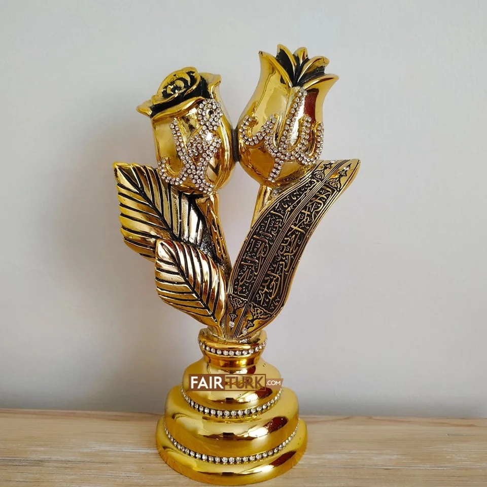 Rose Tulip Allah Mohammad Islamic Gift In Gold Color|Statues ...