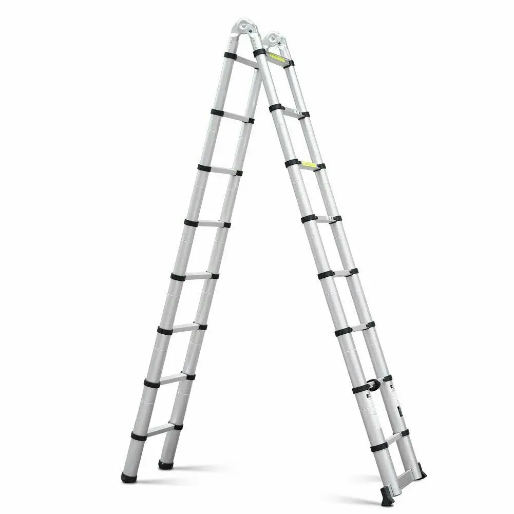 5M Folding Telescopic Ladder (2.5M + 2.5M) 16 step Aluminum Alloy ...