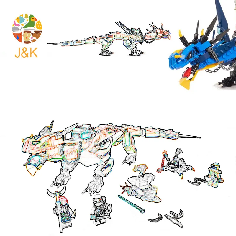 70652 515pcs Ninja Series The blue stormbringer dragon Model s Brick ...