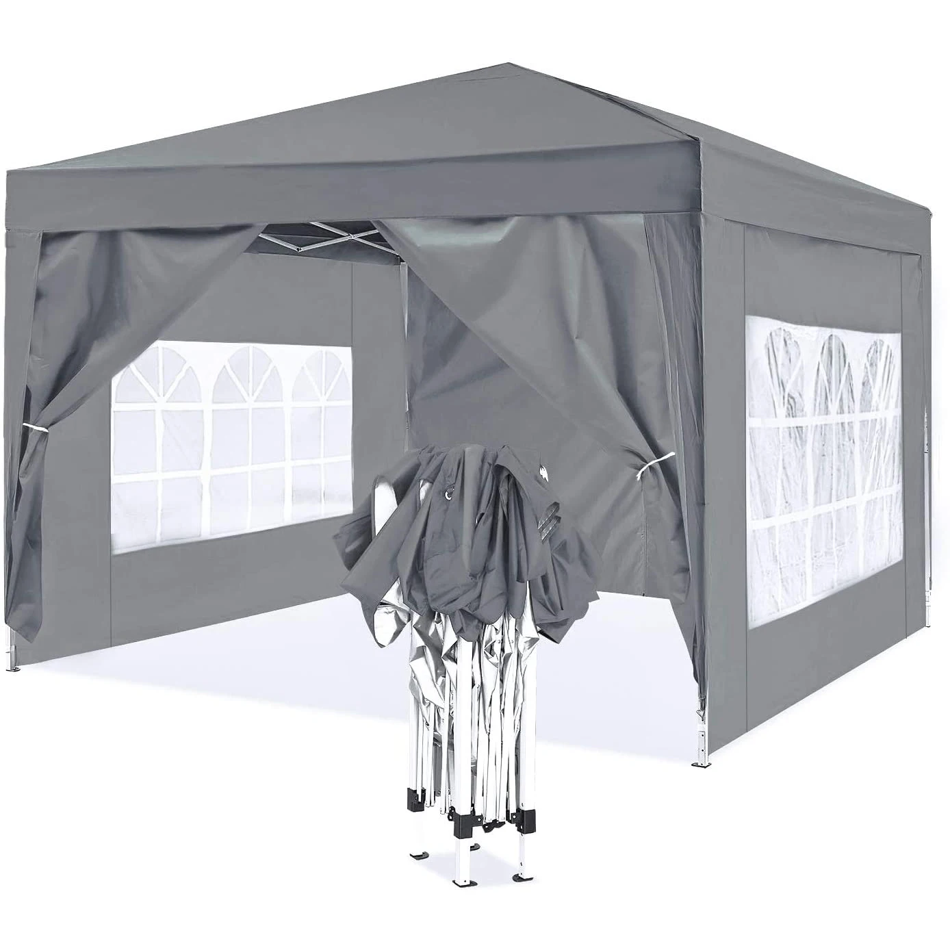 Carpa-plegable-gris-con-4-paredes-2-paredes-con-ventana-y-2-paredes-con ...