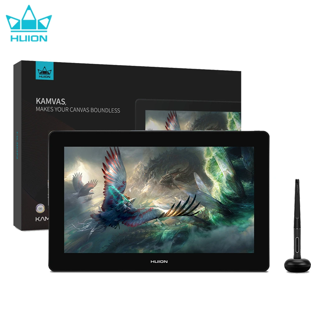 Huion Pen Display Monitor Kamvas Pro 16 4k Uhd Screen Ag Glass 120% ...