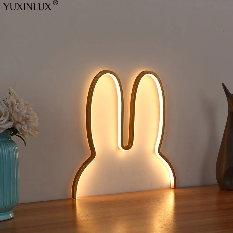 Cute Led Rabbit Wall Lights USB Powered Baby Desk Table Lamp For ...