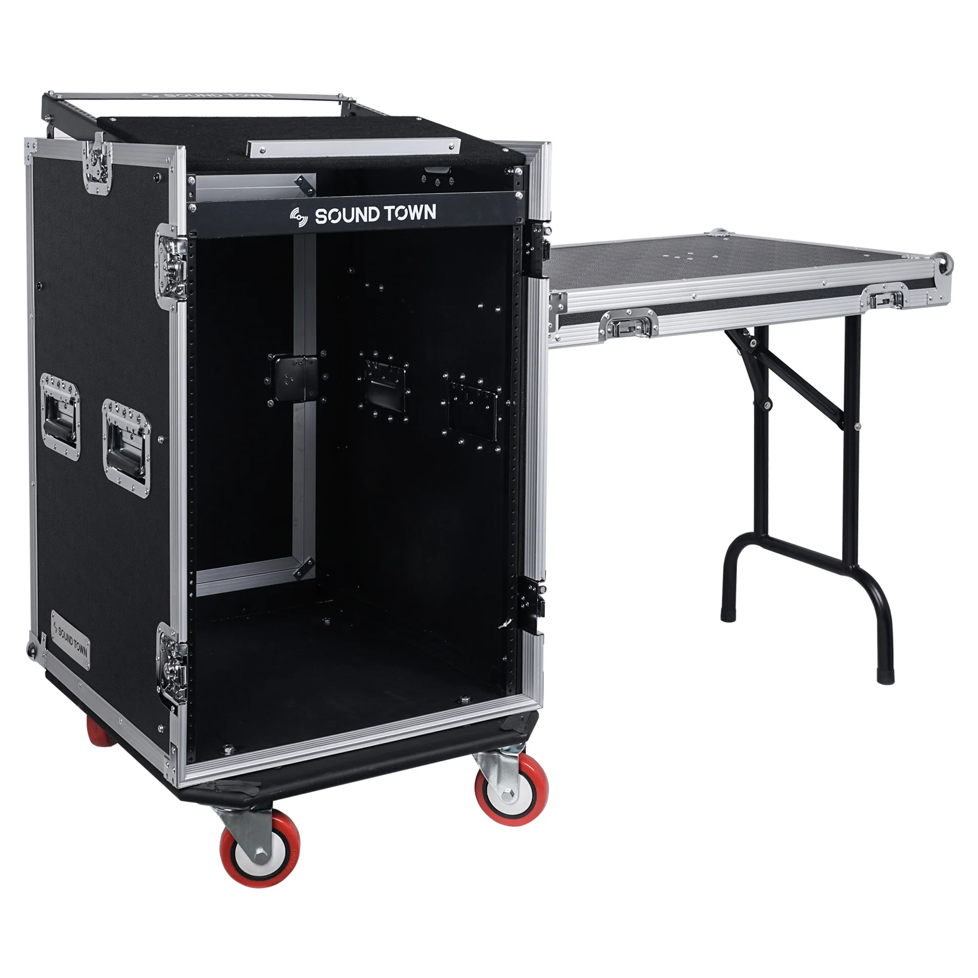 Sound Town 16-space Pa/dj Rack/road Case With 11u Slant Mixer Top, 20 ...