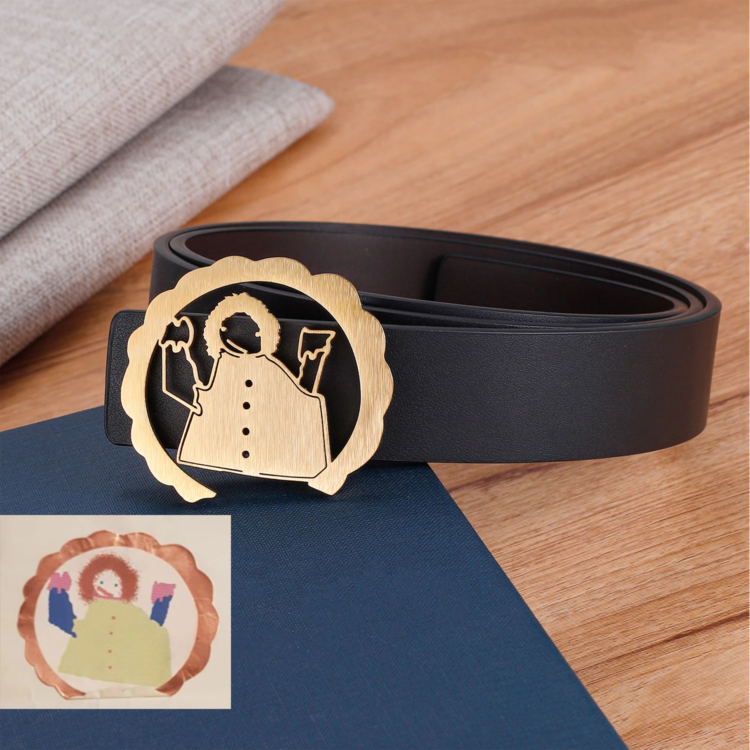 Personalized Custom Handwriting Drawing Belt Buckle High Quality Gold ...