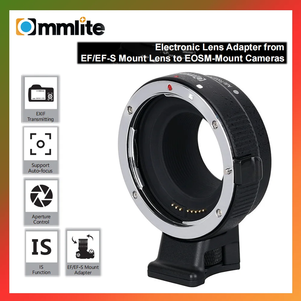 Commlite Cm- Ef-eosm Electronic Auto Focus Lens Adapter For Canon Ef Ef-s Lens To Eos M Ef-m M2 ...