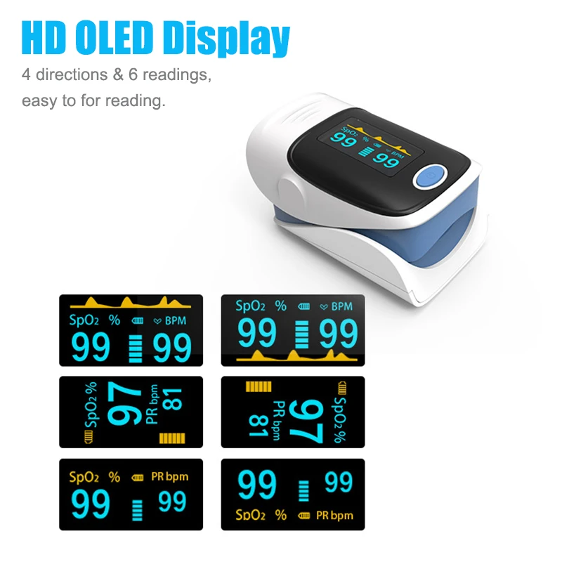 Professional Pulse Oximeter OLED Blood Oxygen Oximeter PR SpO2 Blood ...