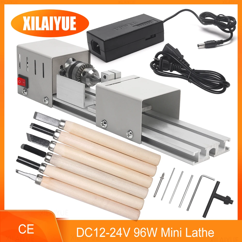 DC12 24V 96W Mini torna boncuk makinesi ahşap DIY minyatür parlatma ...