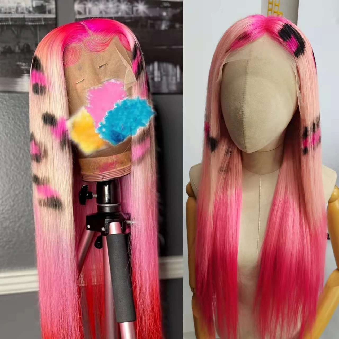 Leopard Color Human Hair Wig Pre Plucked 613 Lace Front Wig With Baby ...