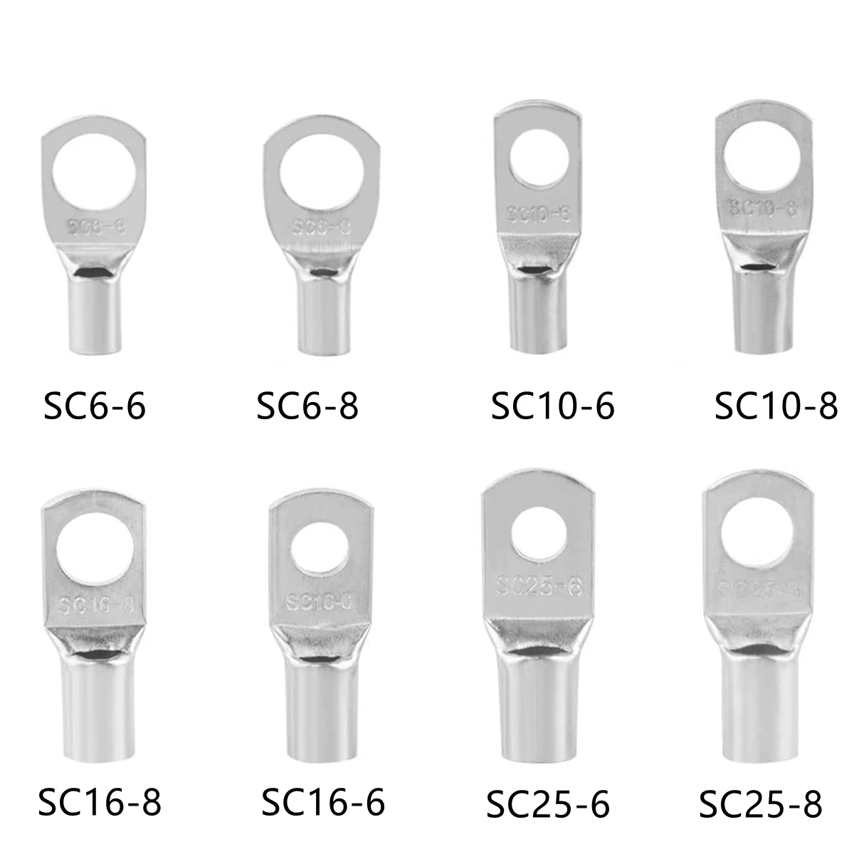 COSSE ELECTRIQUE,SC6-8-5PCS--Cosses de nez en cuivre étamé 50-25-10-5 pièces SC6 8 SC10 6 SC16 8 ...