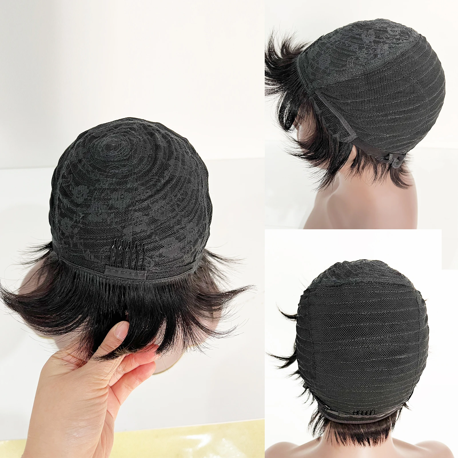 Burg - identique à l'image - Perruque Pixie Cut Wig Naturelle ...