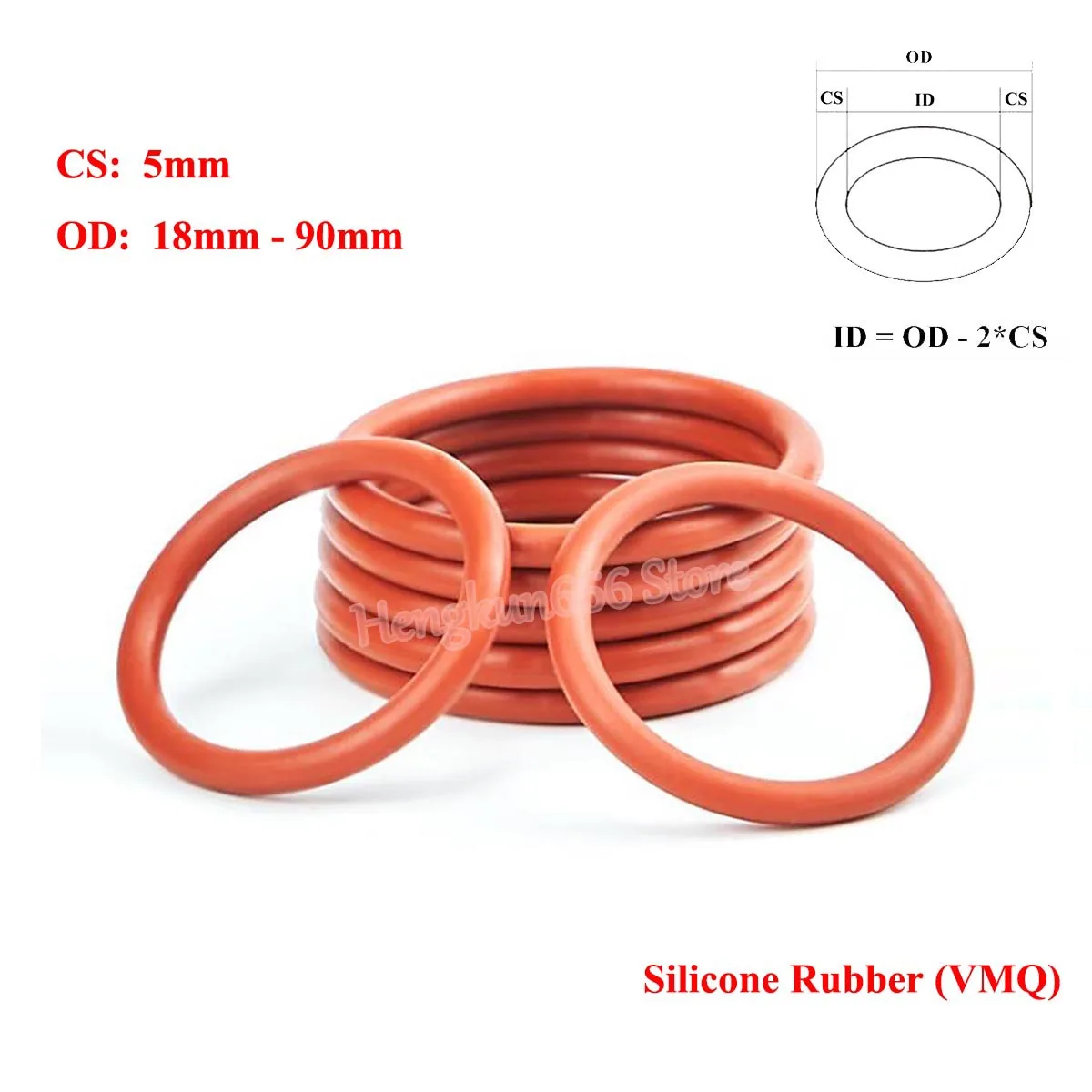 10Pcs-CS-5mm-Red-Food-Grade-Silicone-O-Ring-Gasket-OD-18mm-90mm-VMQ ...