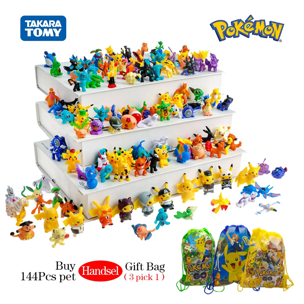 Pokemon Mini figurki 2 3CM Anime akcja Pikachu 24 144 nie powtarzający ...